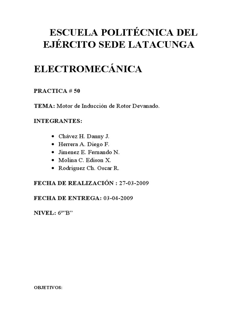 Motor Inducción Rotor Devanado: Práctica y Análisis | PDF | Ingenieria ...