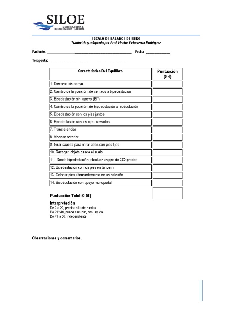 Escala de Berg | PDF | Longitud | Distancia