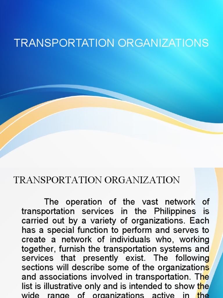Transportation Organizations | PDF | Transport