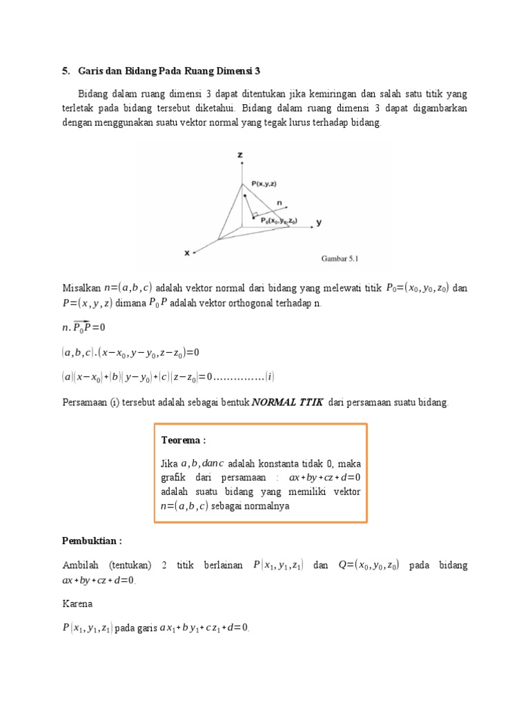 Garis dan Bidang 3D: Teorema & Persamaan | PDF