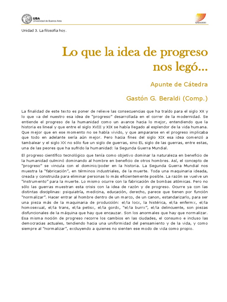 Unidad 3. Lo Que La Idea de Progreso Nos Legó (Imprimible) | PDF | Razón | Libertad