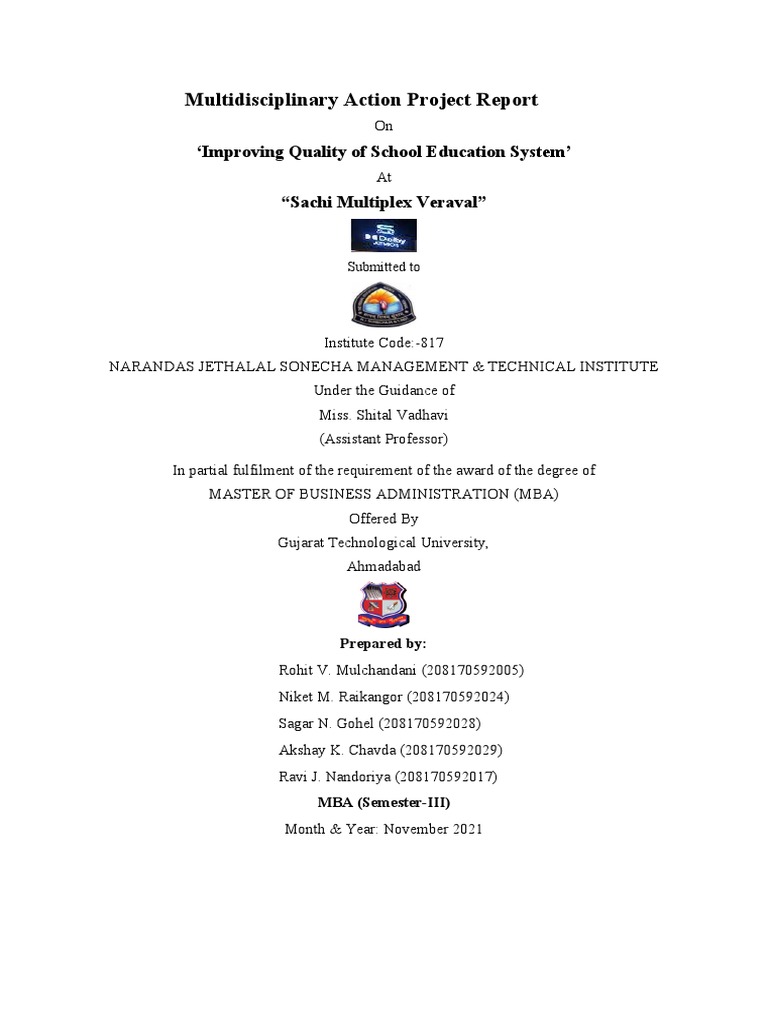 Multidisciplinary Action Project Report | PDF