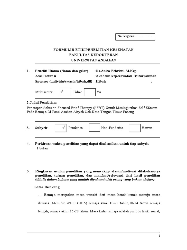 5fdc28fa4b51a - Form 2. Proposal Pengajuan Etik KEP FK Unand | PDF