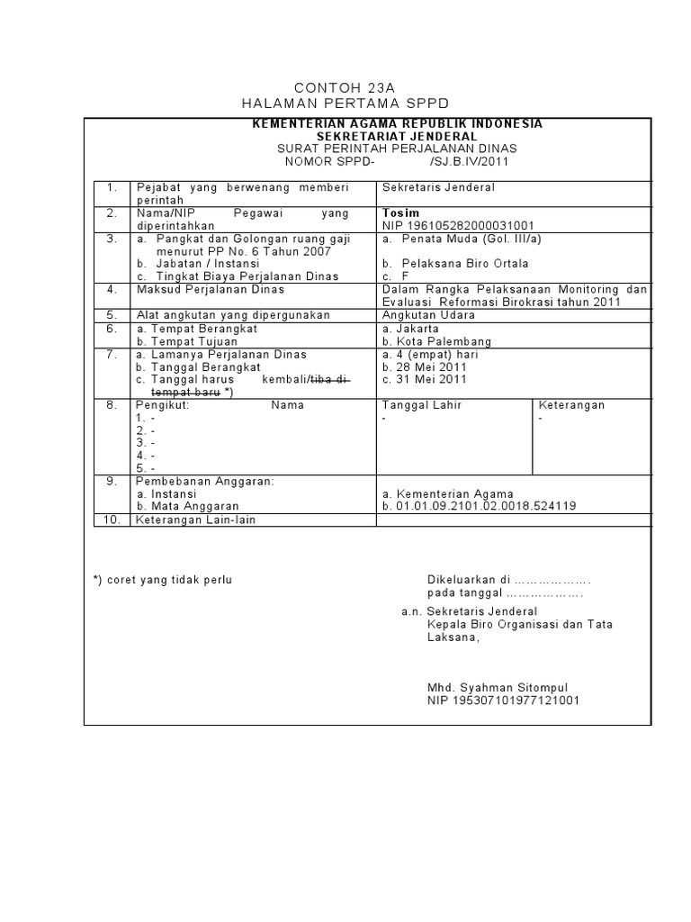 Contoh SPPD | PDF