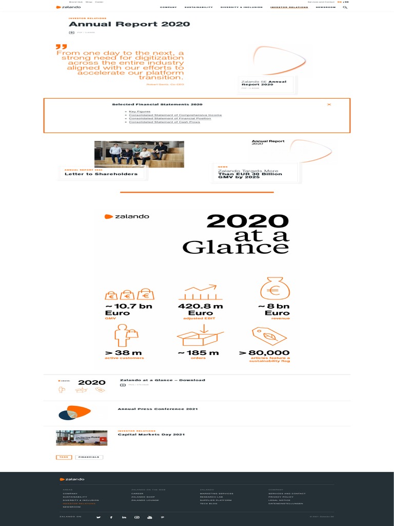 Zalando Annual Report 2020 | PDF | Corporations | Economies