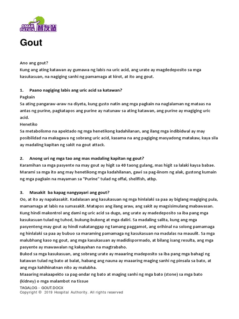 Tagalog Gout | PDF