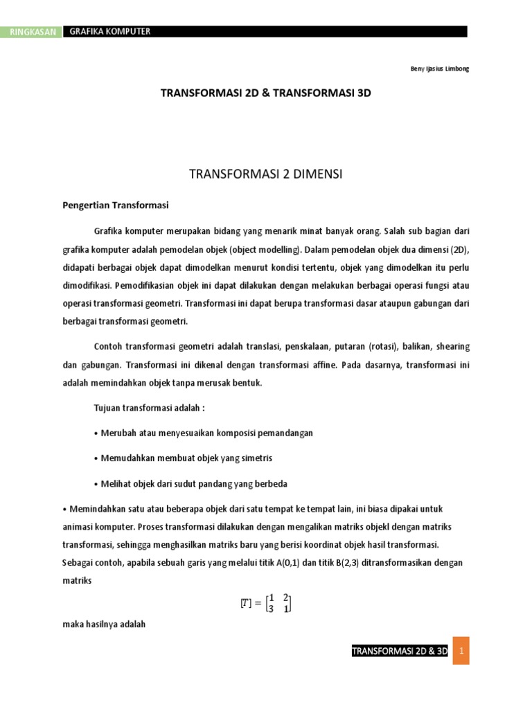 Transformasi 2D&3D | PDF