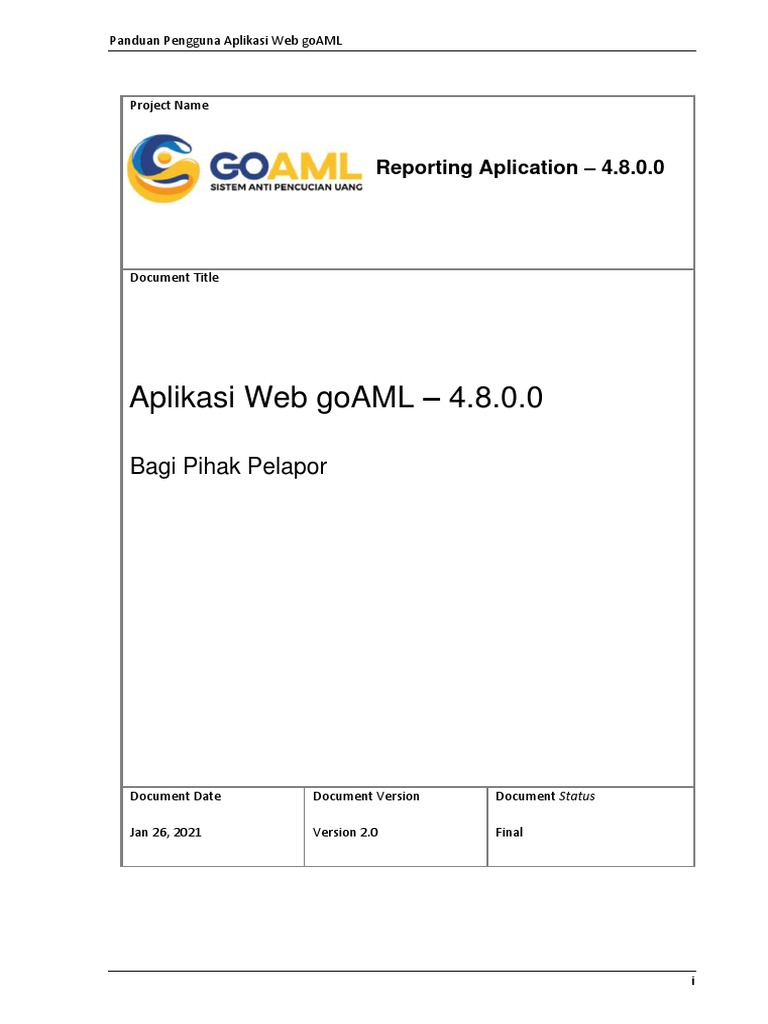 Panduan Penggunaan Aplikasi Web GoAML - Pihak Pelapor - 08022021 | PDF