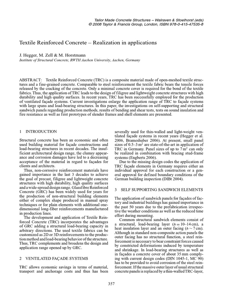 Textile Reinforced Concrete | PDF | Composite Material | Concrete