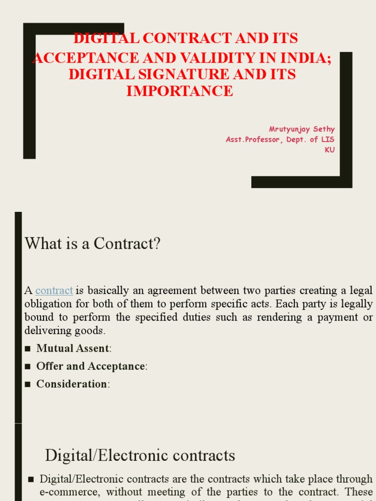 Digital Contract and Its Acceptance and Validity in India Digital ...