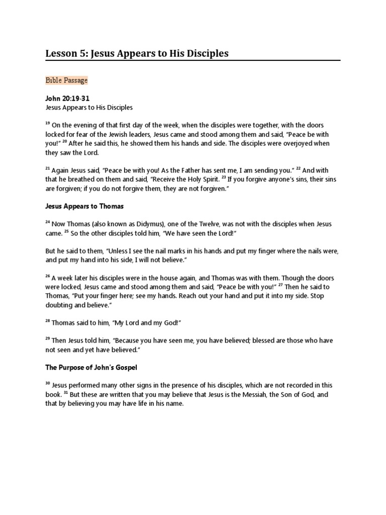 05 Jesus Appears To His Disciples | PDF | Jesus | Eternal Life ...