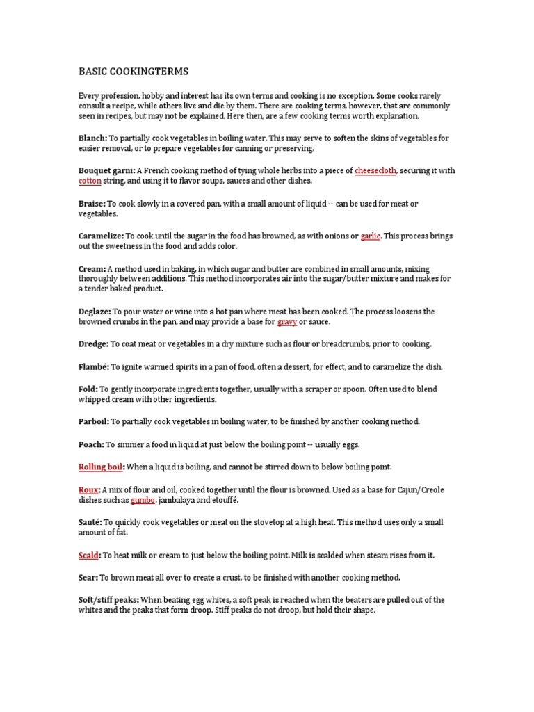 Basic Cooking Terms | PDF | Home | Foods