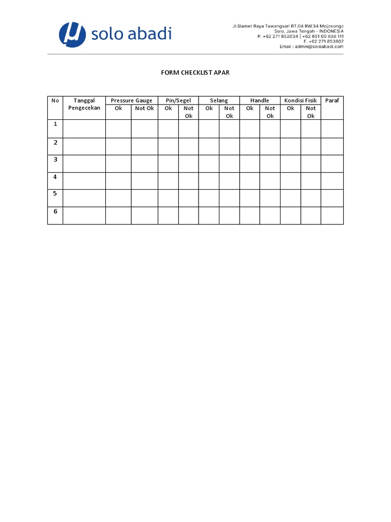 Form Checklist APAR | PDF