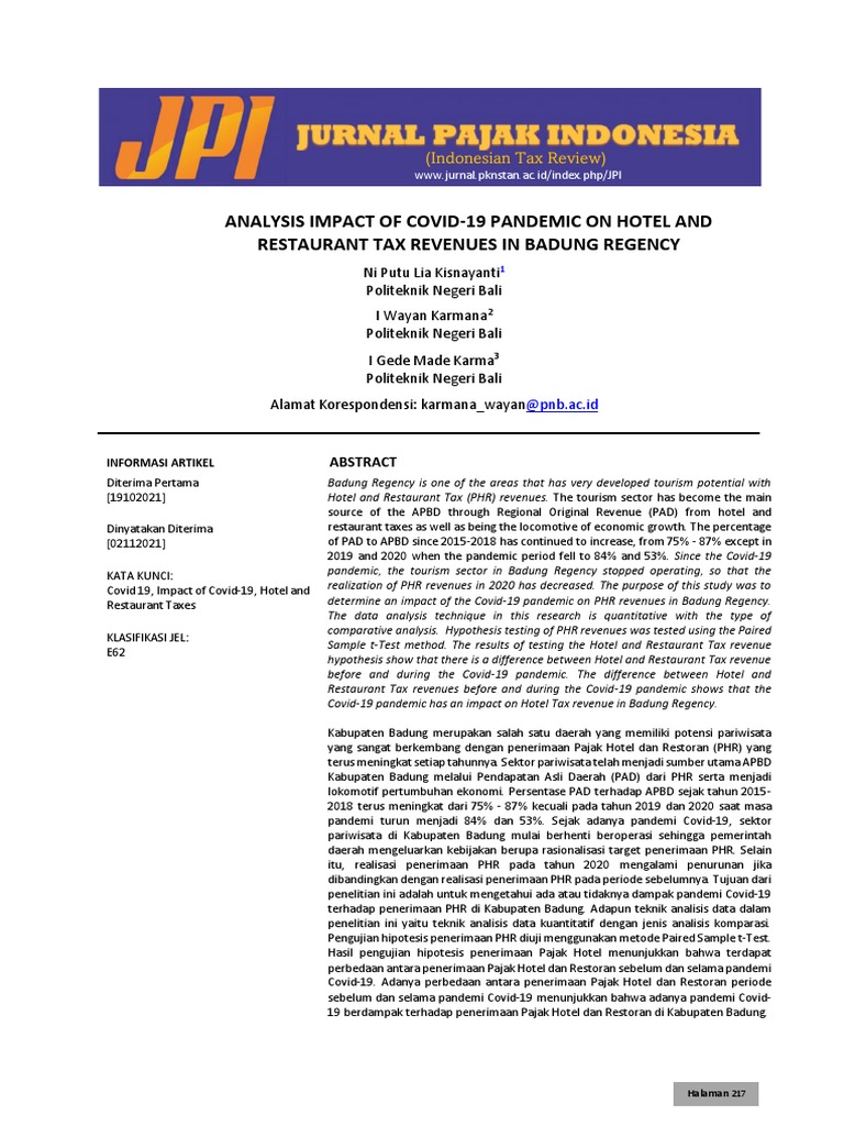 1402-Article Text-5984-1-10-20211203 | PDF | Taxes | Tourism