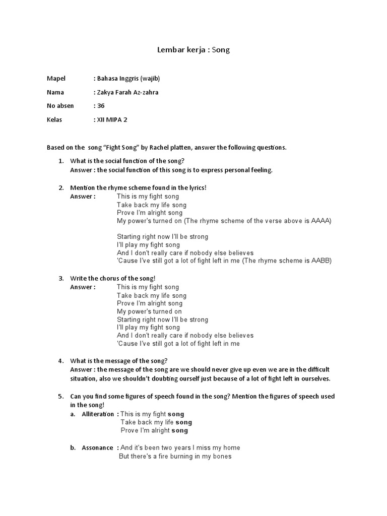 Analyzing Song | PDF | Poetry