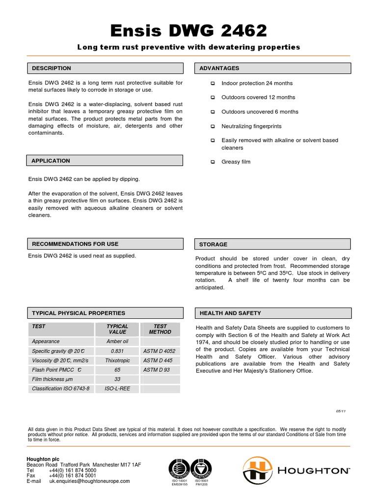 Ensis DWG2462 DataSheet | Download Free PDF | Rust | Solvent