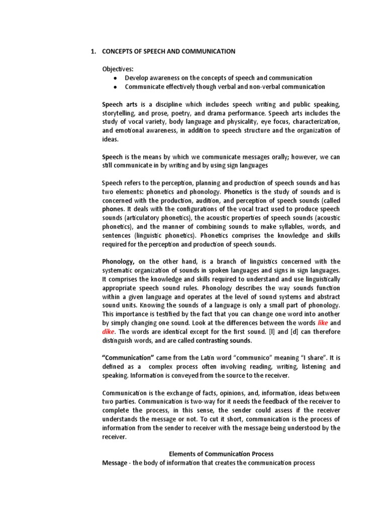 Concepts of Speech and Communication | PDF | Communication | Speech