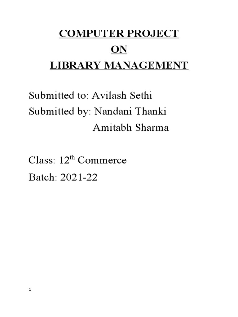Computer Project On Library Management Pdf Python Programming Language My Sql