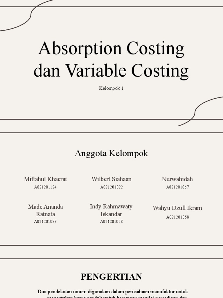 Absorption vs Variable Costing | PDF | Bisnis | Teknologi & Rekayasa