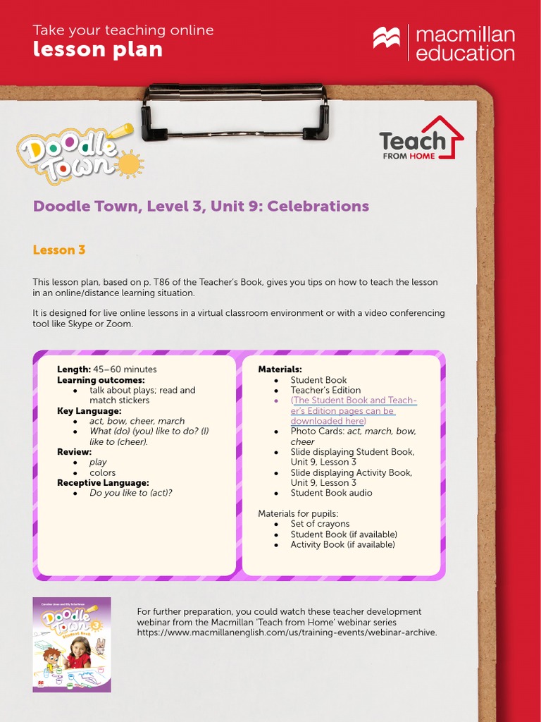 Lesson Plan: Doodle Town, Level 3, Unit 9: Celebrations | PDF | Lesson ...