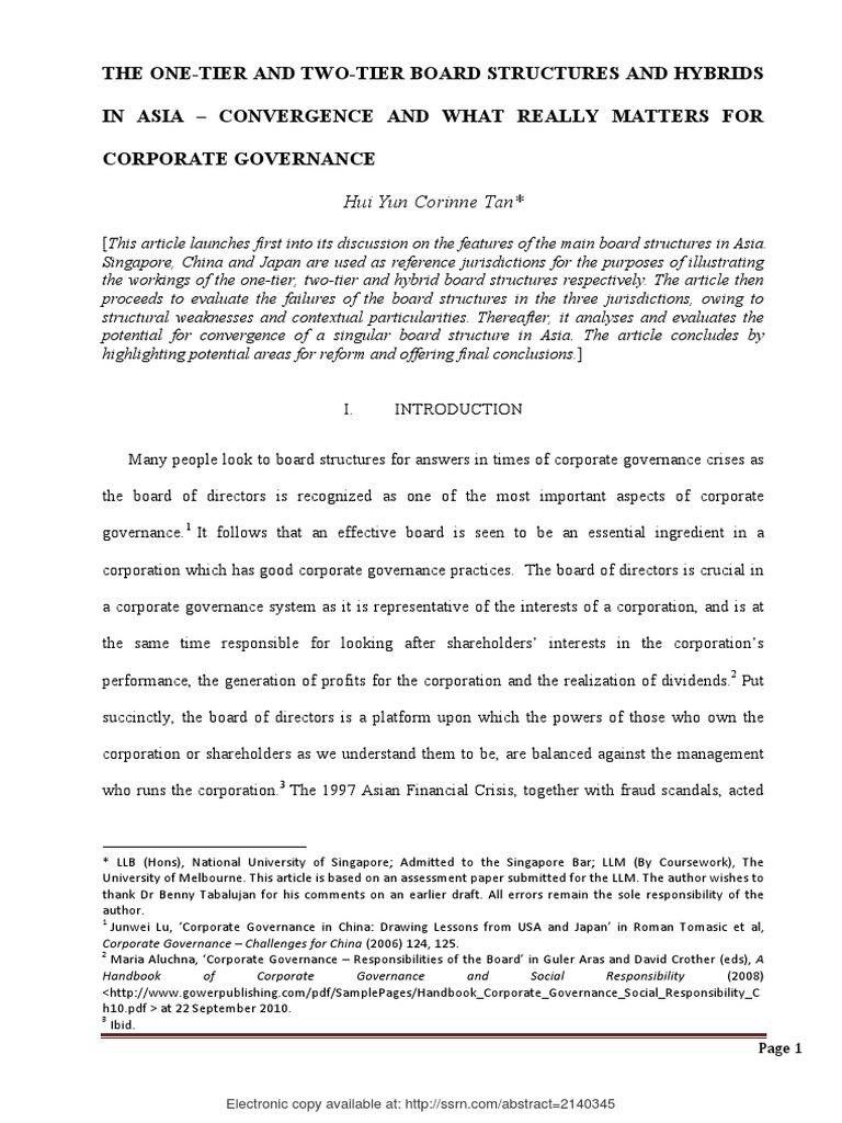 The One-Tier and Two-Tier Board Structures and Hybrids in Asia ...