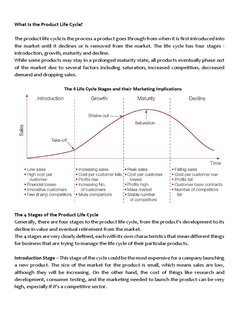 Product Life Cycle-Stages and Strategies | PDF