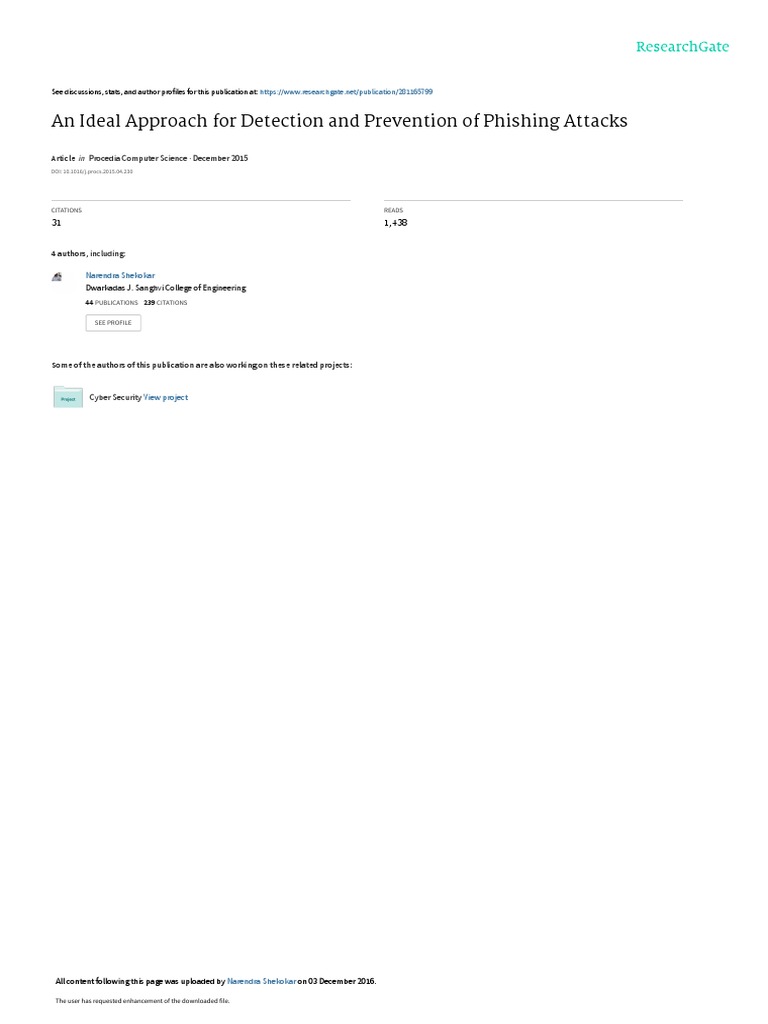 An Ideal Approach For Detection and Prevention of | PDF | Phishing ...
