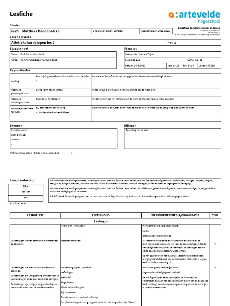 Lesfiche Hordelopen 2 | PDF