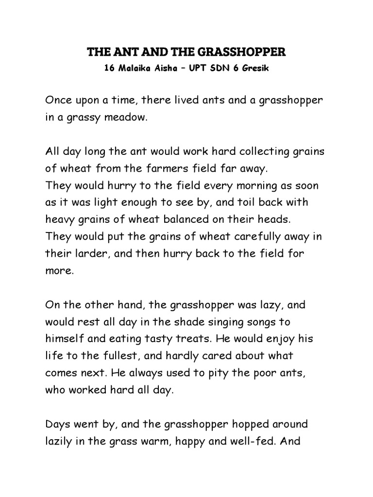 The Ants and The Grasshopper | PDF