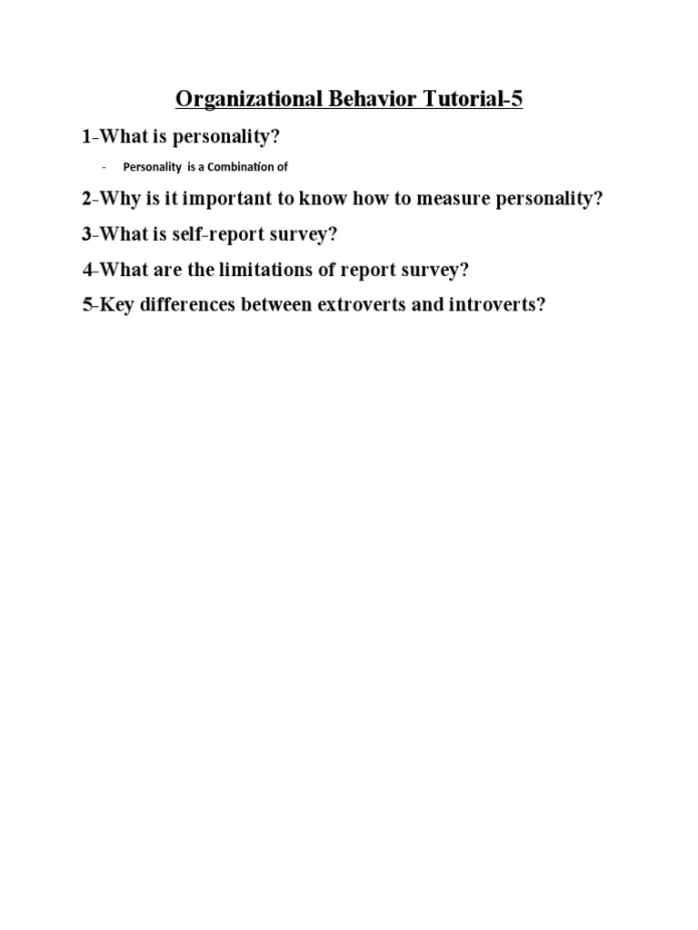 Organizational Behavior Tutorial-5 | PDF