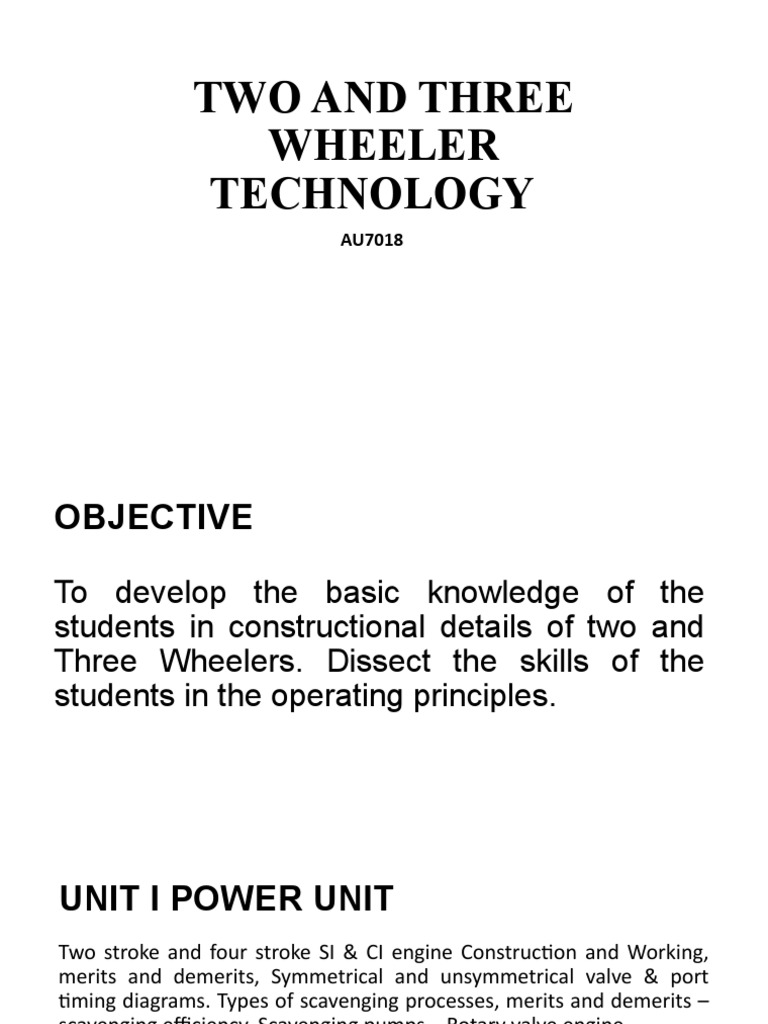 Two and Three Wheelers | PDF | Vehicle Technology | Engines