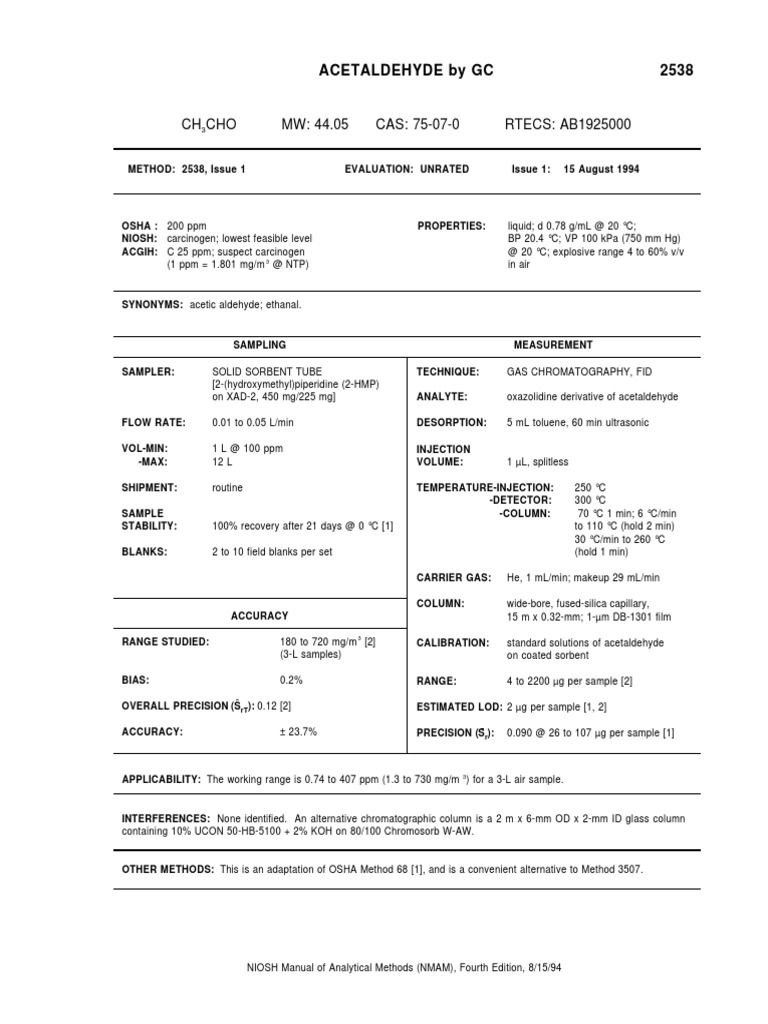Analysis of Acetaldehyde in Air by Gas Chromatography using Solid ...