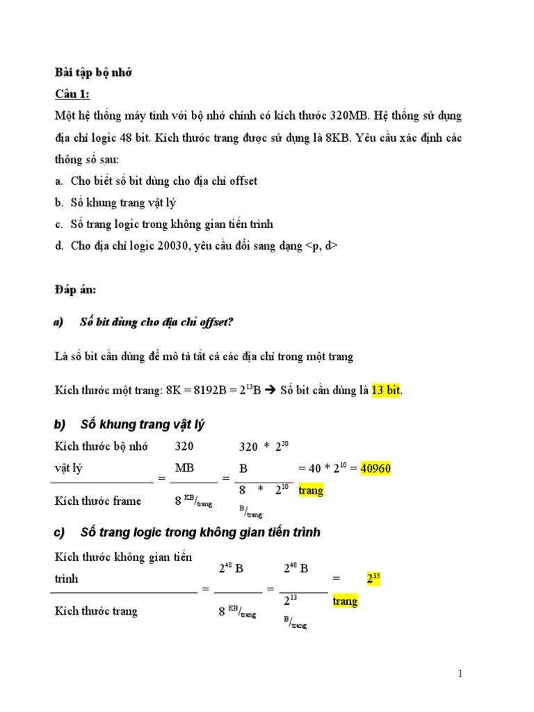 Bai Tap Bo Nho | PDF