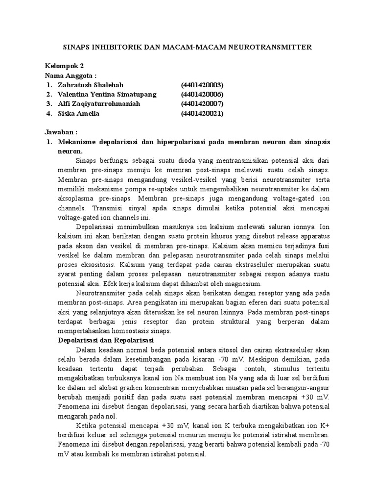 Macam-Macam Neurotransmitter dan Sinaps | PDF | Pengembangan Diri ...