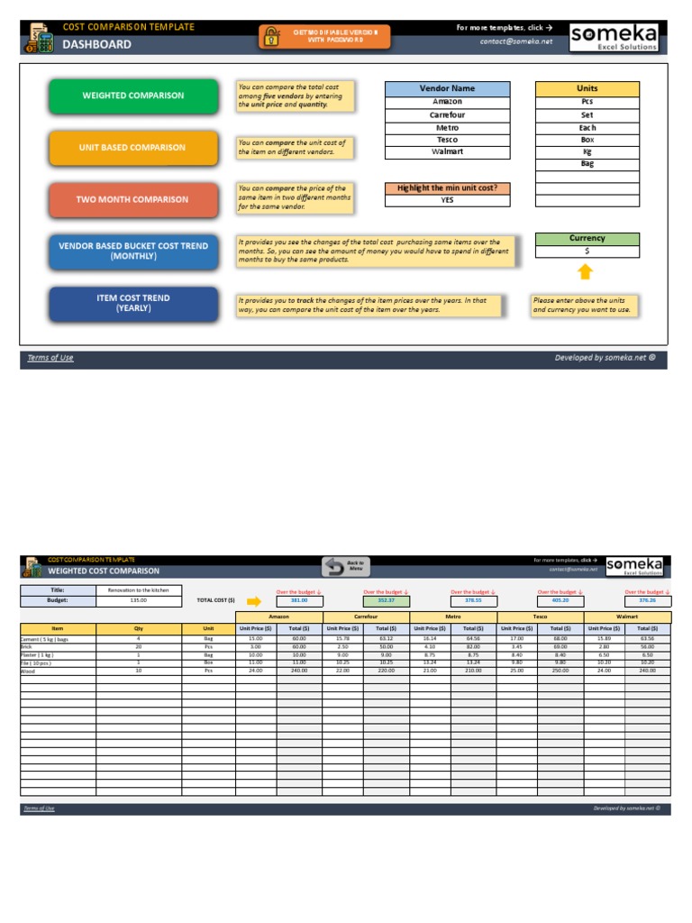 Cost Comparison Template Someka V1F | PDF