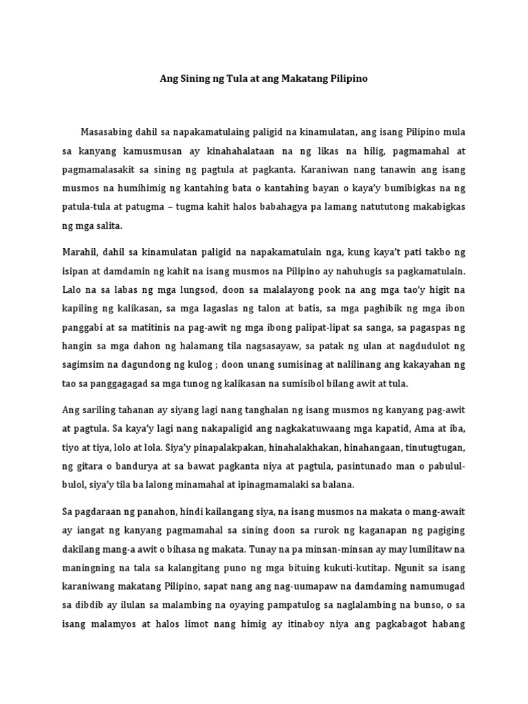 FM1Ang Sining NG Tula at Ang Makatang Pilipino | PDF