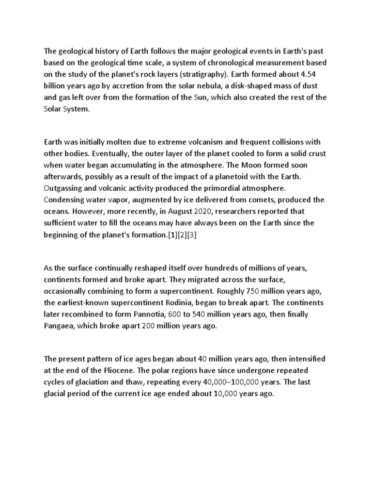 The Geological History of Earth Follows The Major Geological Events in ...