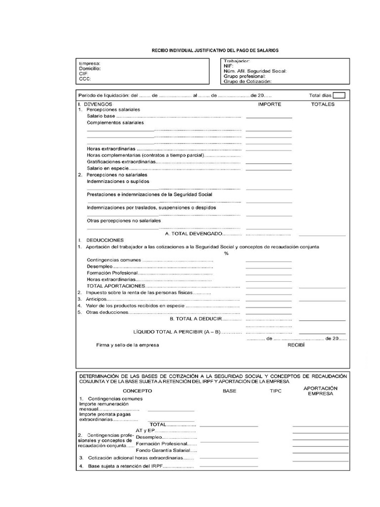 Modelo de Recibo de Salarios | PDF