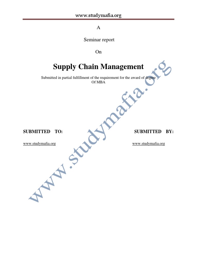 Mba Supply Chain Management Report | PDF | Supply Chain Management | Supply Chain