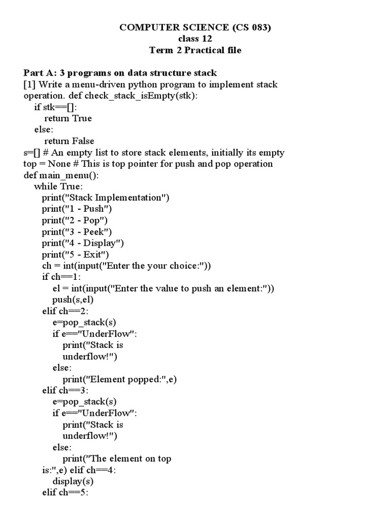 Sample Xii-Cs Term-2 Practical File | PDF