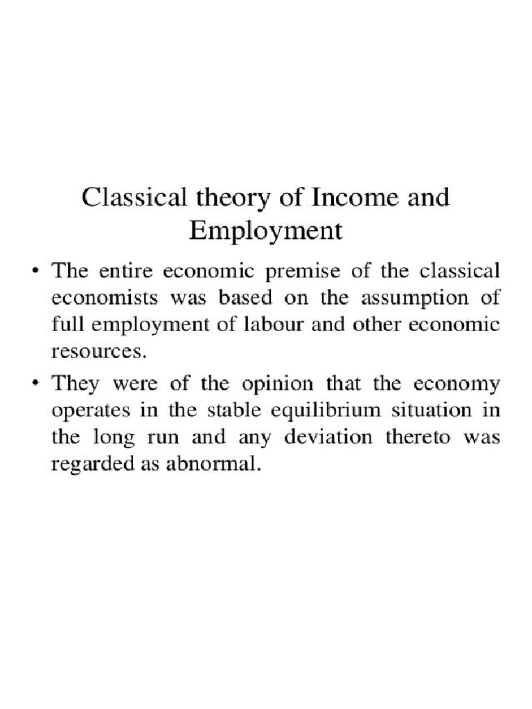 Classical Theory of Income and Employment | PDF