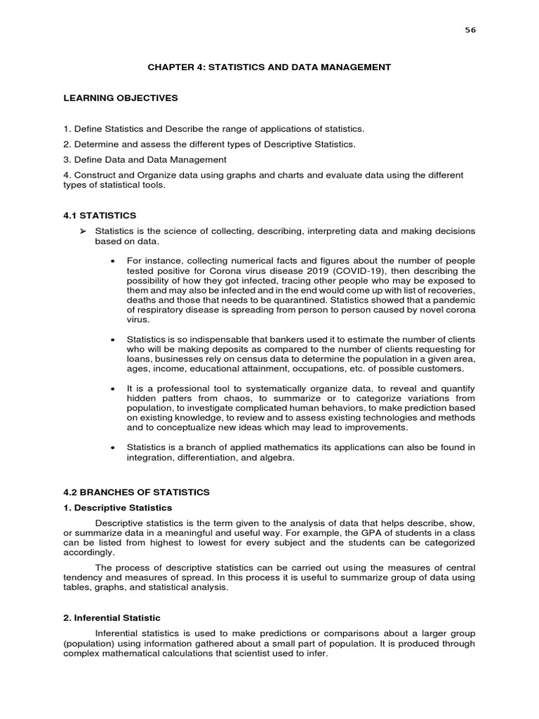 Chapter 4 Statistics & Data Management | PDF | Level Of Measurement ...