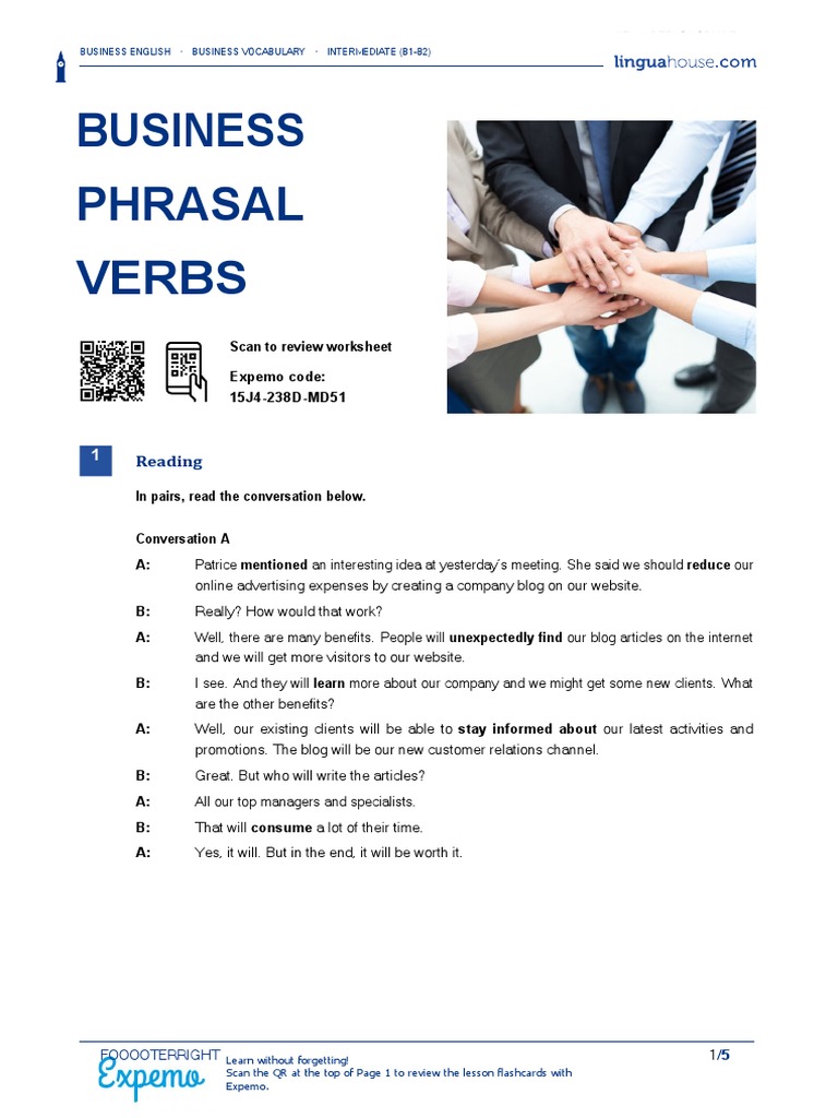 Business Phrasal Verbs British English Student Ver2 | PDF | Blog | Linguistics