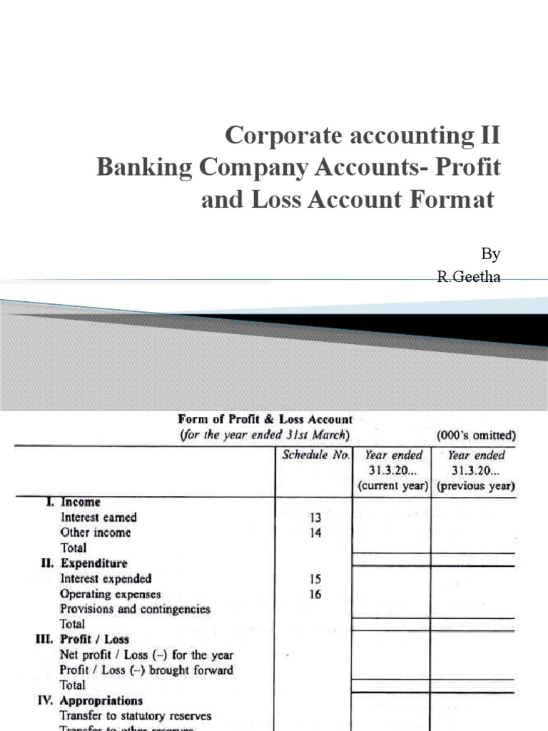 Banking Company Profit and Loss Format | PDF | Business | Finance ...
