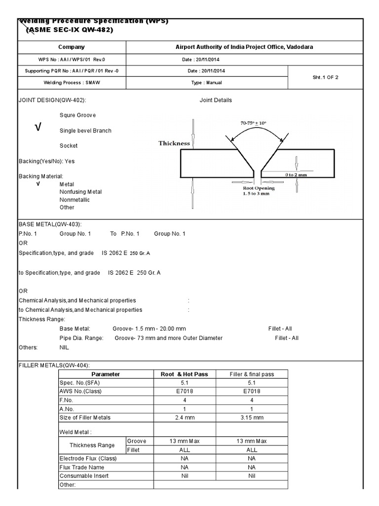 Wps PQR For Reference p1 To p1 Smawxls PDF Free | PDF | Construction ...