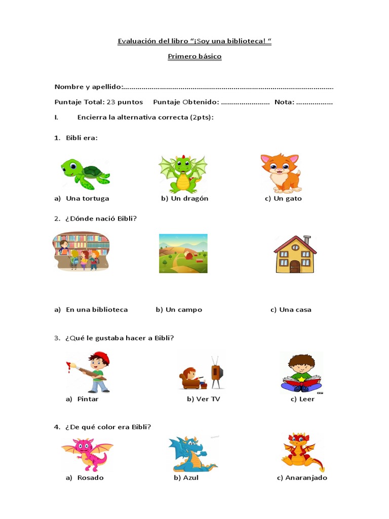 Evaluación de "¡Soy una biblioteca!" | PDF | Arte