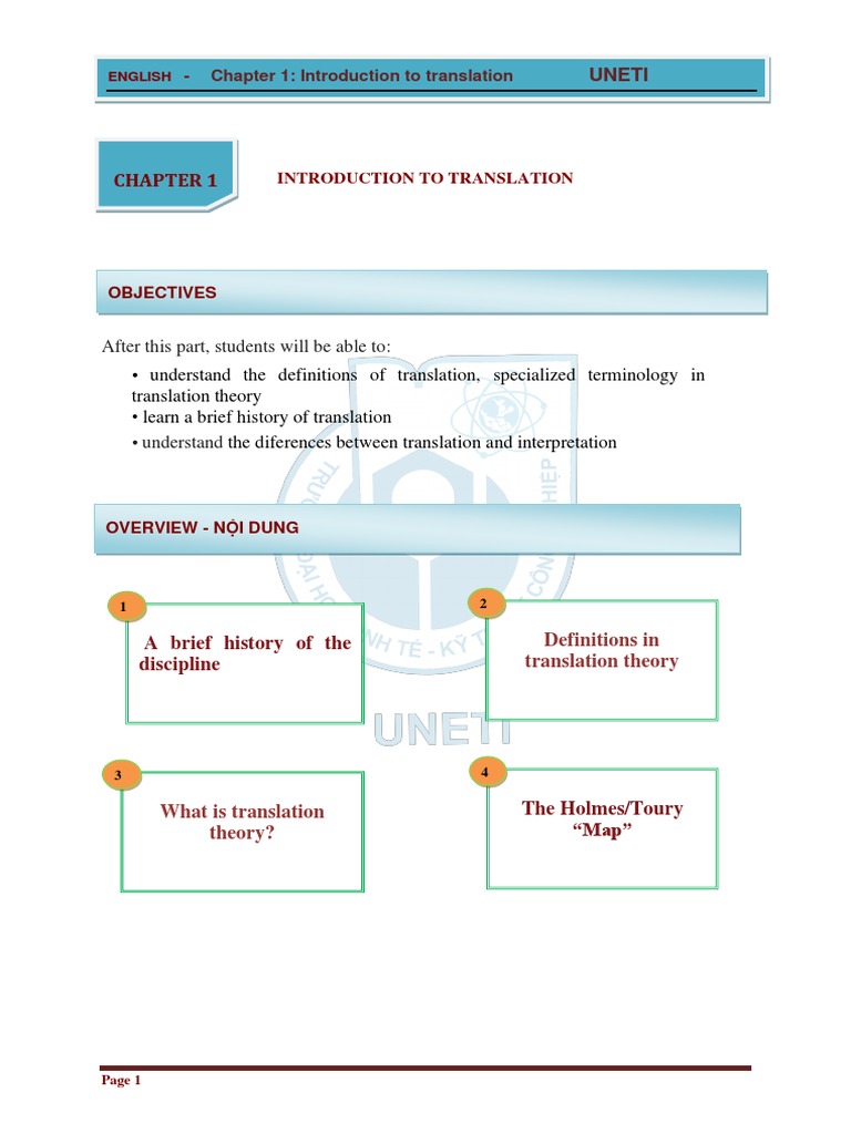 Chapter 1-INTRODUCTION TO TRANSLATION | PDF | Language Interpretation ...