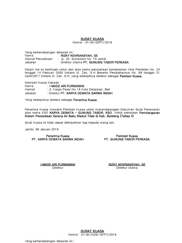 Surat Kuasa Kso-1 | PDF