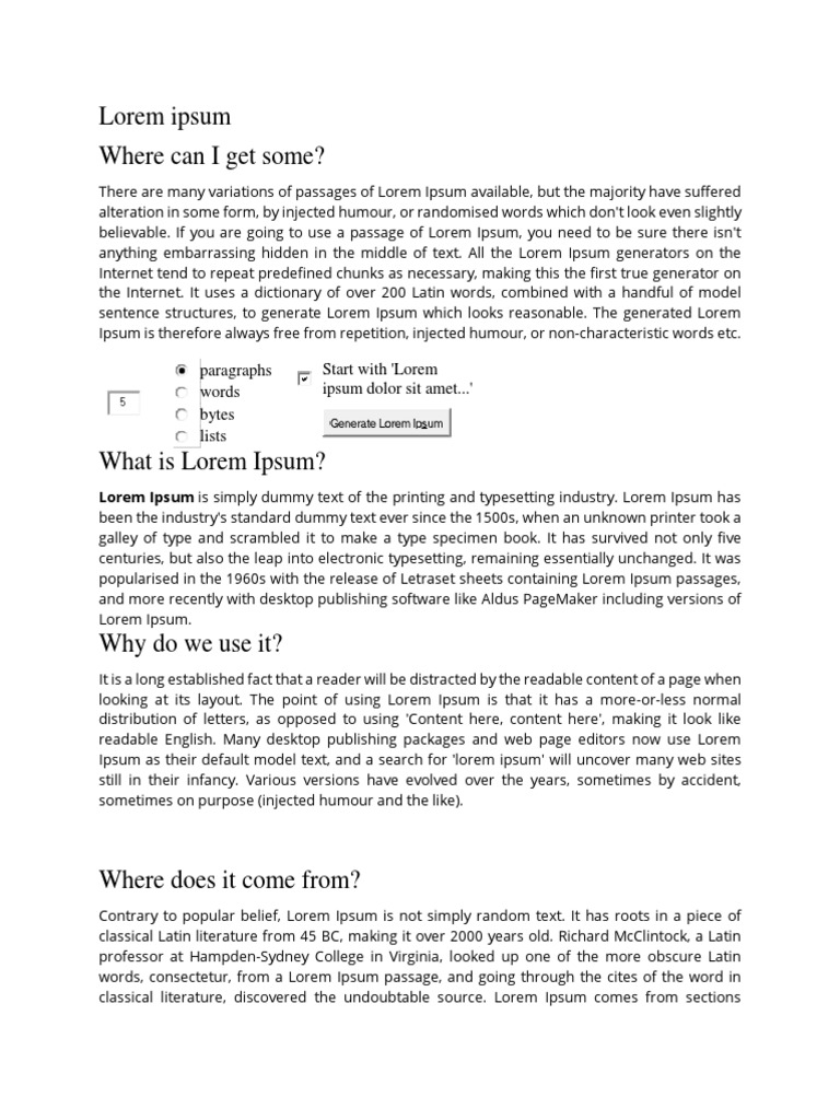 Lorem Ipsum Where Can I Get Some?: Paragraphs Words Bytes Lists Start ...