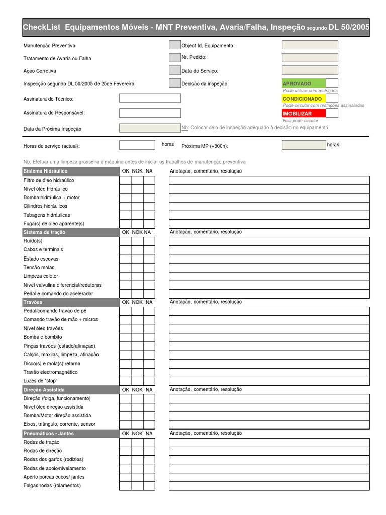 Checklist Equipamentos Moveis | PDF | Freio | Veículos